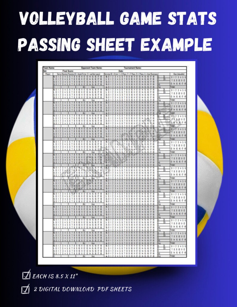 Volleyball Game Sheets Bundle 7 Sheets in Total 8.5x11" | Digital ...