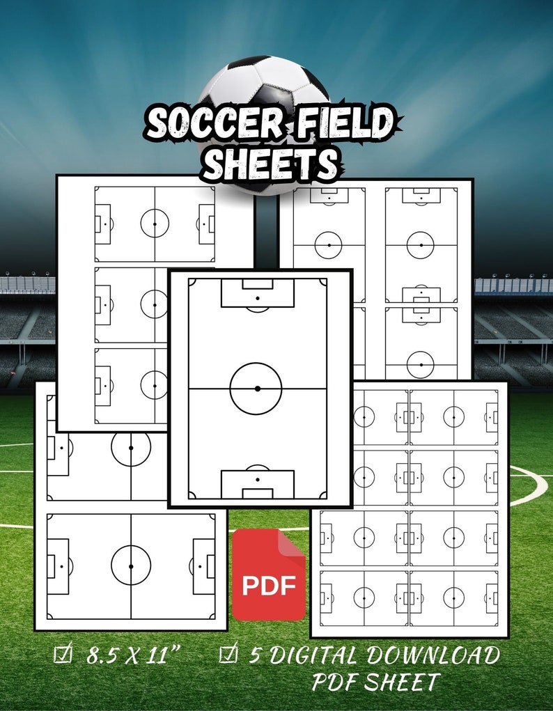 Soccer Field Sheets for Soccer Coach or Player 11x8.5 | 5 in Total ...