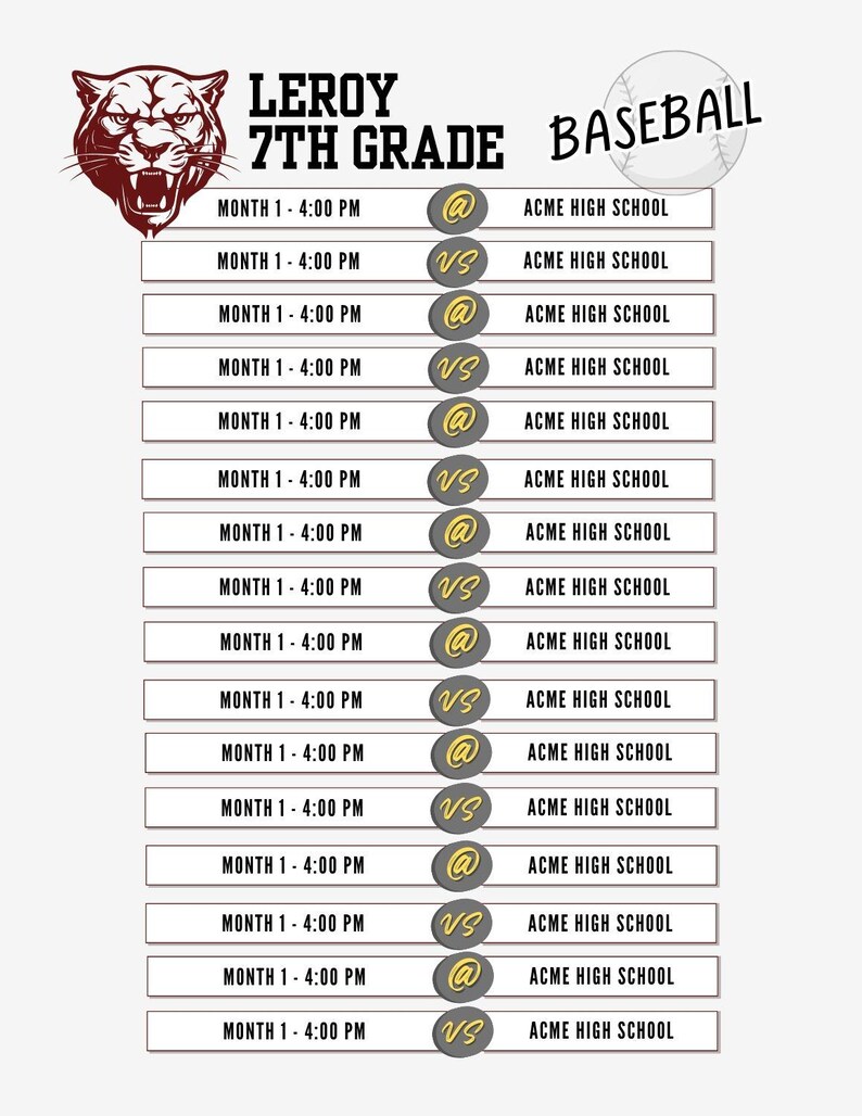 Editable Track & Field Schedule Template | 6 Designs, 2 Variations per ...