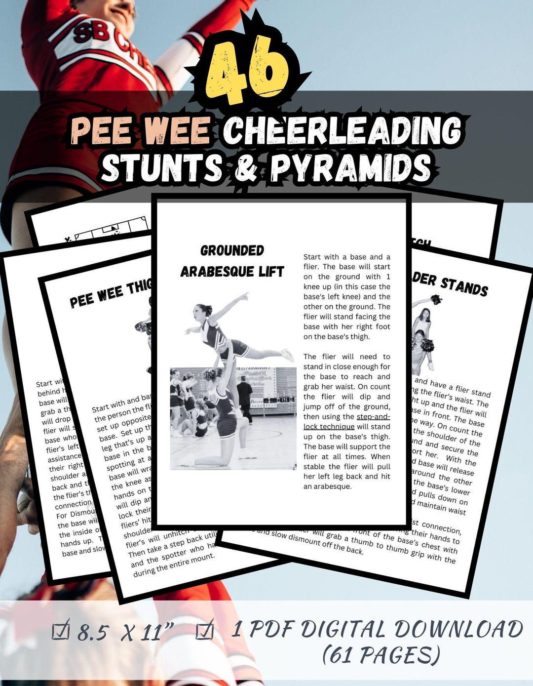 46 Pee Wee Cheerleading Stunts and Pyramids 8.5x11" | Digital Download ...