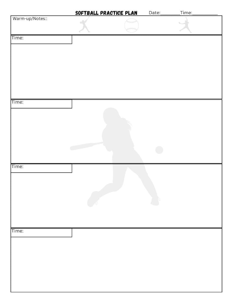 Softball Practice Plans 8.5x11" | 4 Pdf Digital Downloads | Softball ...