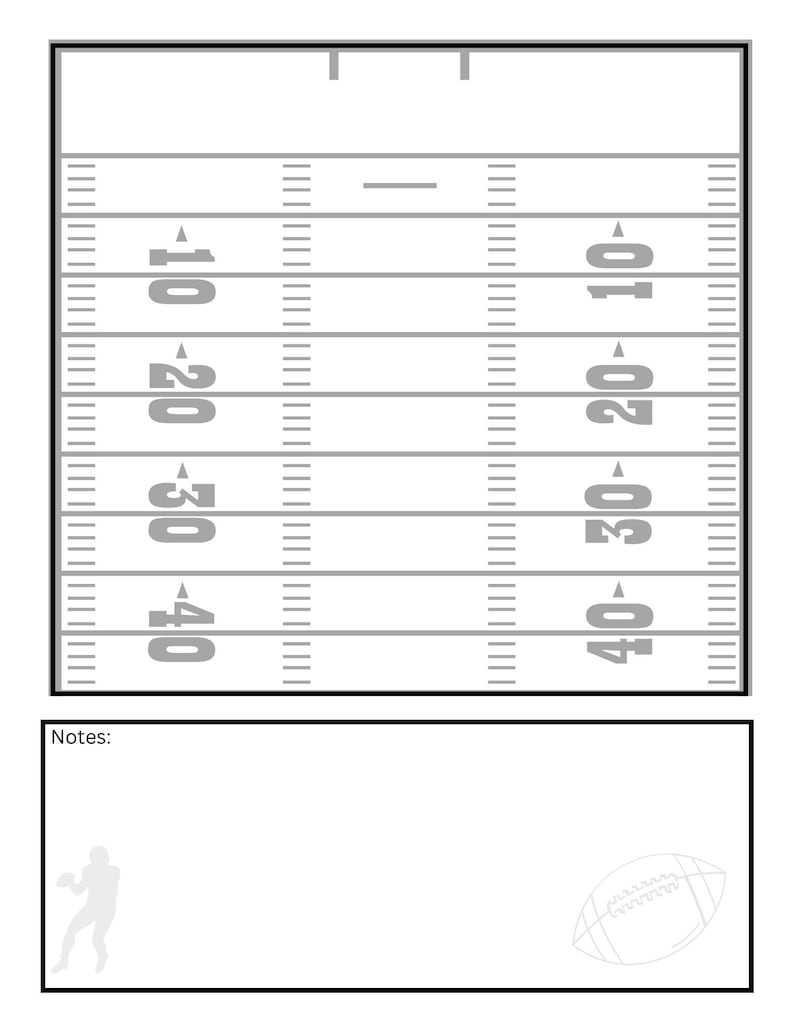 Football Field Playbook Sheets for Football Coach or Player 8.5x11 | 6 ...