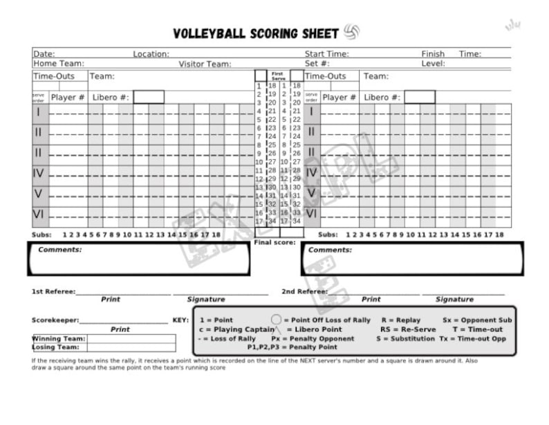 Volleyball Scoring Sheet for Volleyball Coach 11x8.5” | Digital ...
