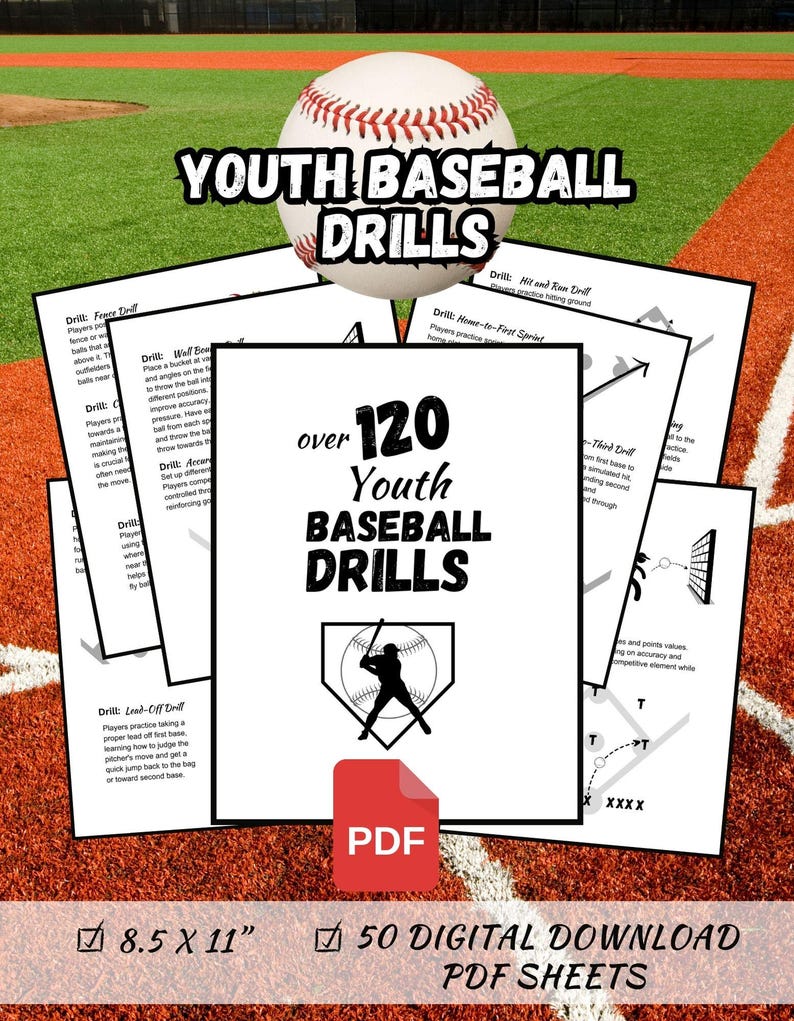 120 Youth Baseball Drills 8.5x11" | Digital Download | Baseball Drills ...