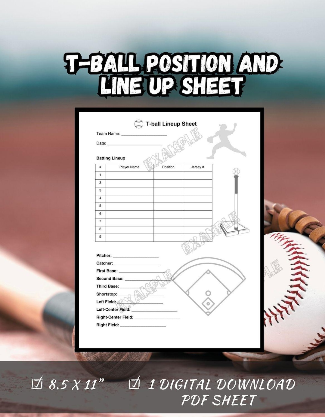 T-ball Position and Line up Sheets 8.5x11" | 1 Digital Downloads ...