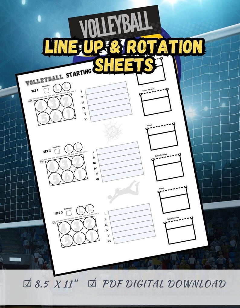 Volleyball Line up and Rotation Lineup Sheets for Volleyball Coach 8 ...