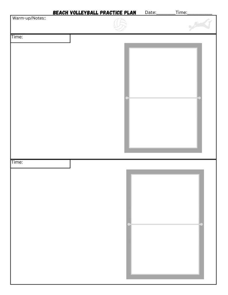 Beach Volleyball Practice Plan Sheets 8.5x11" | 4 Digital Downloads | Beach Volleyball Coach ...