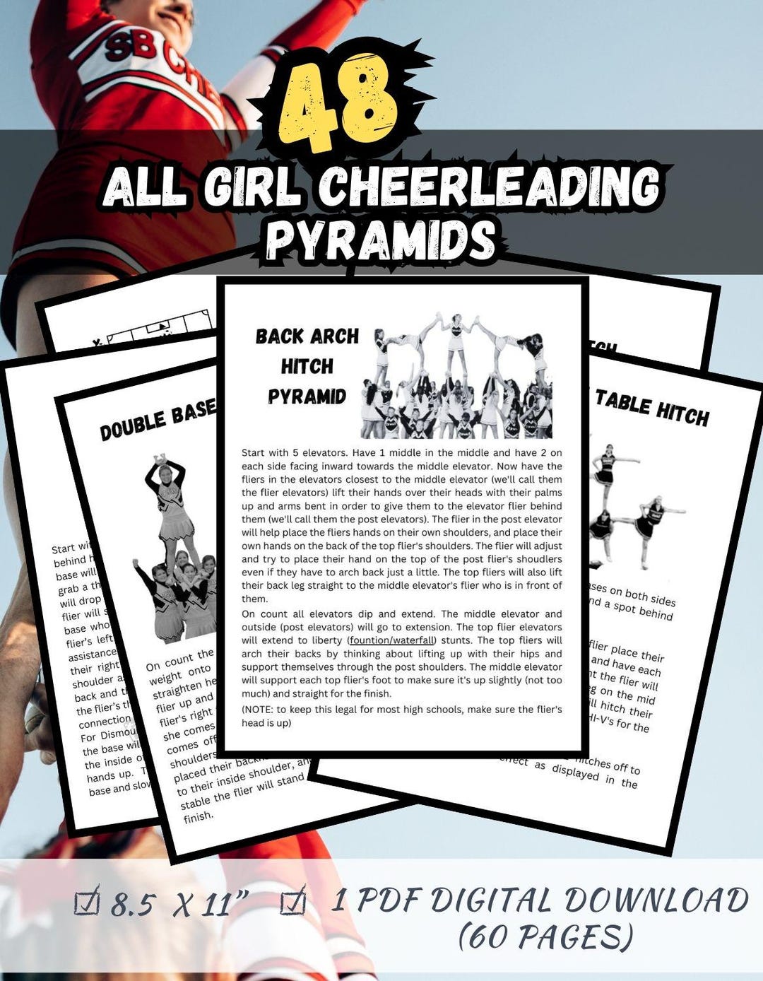 48 All Girl Cheerleading Pyramids 8.5x11" | Digital Download ...