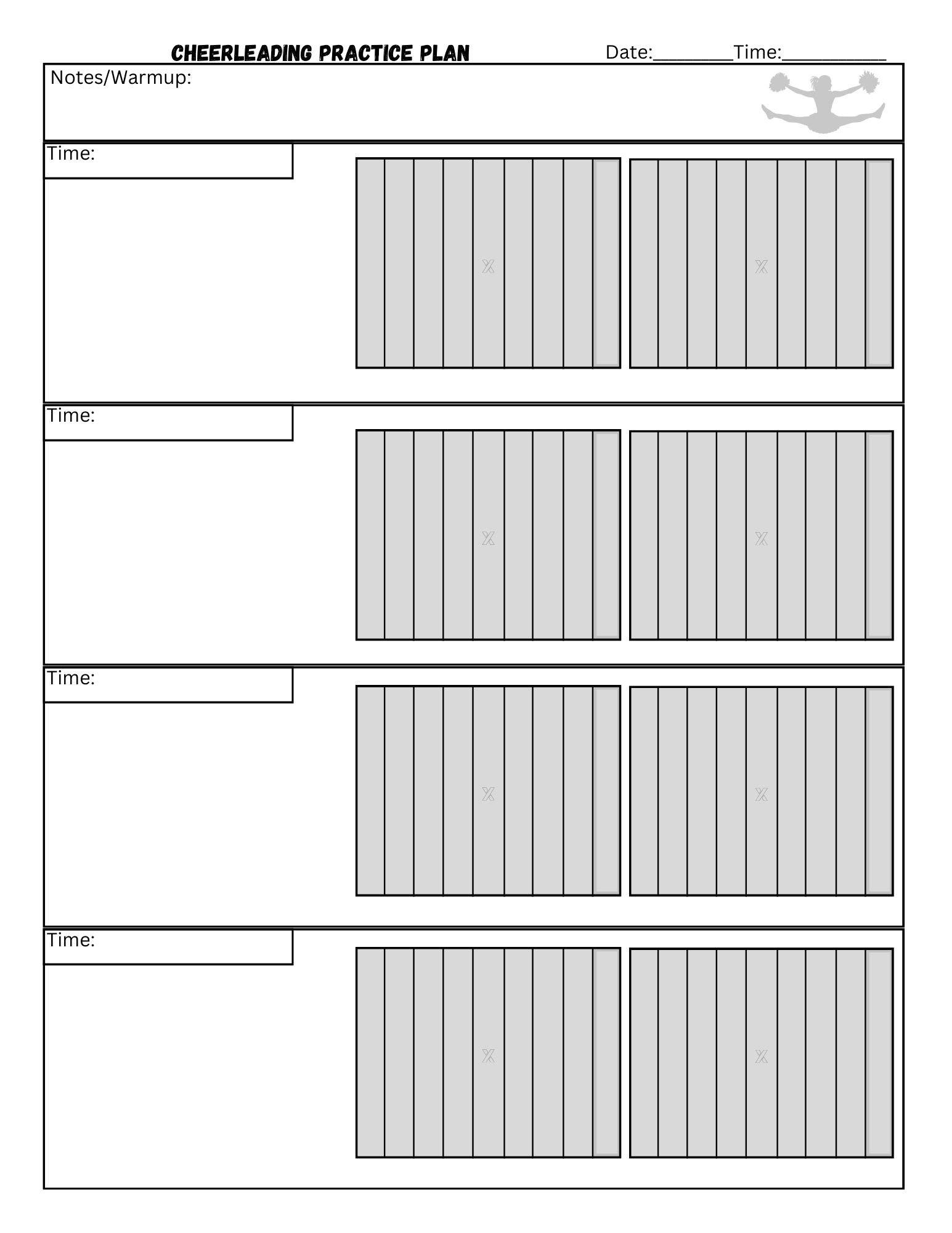 Cheerleading Practice Plan Sheets 8.5x11" | 2 Digital Downloads | Cheer Coach Plan ...
