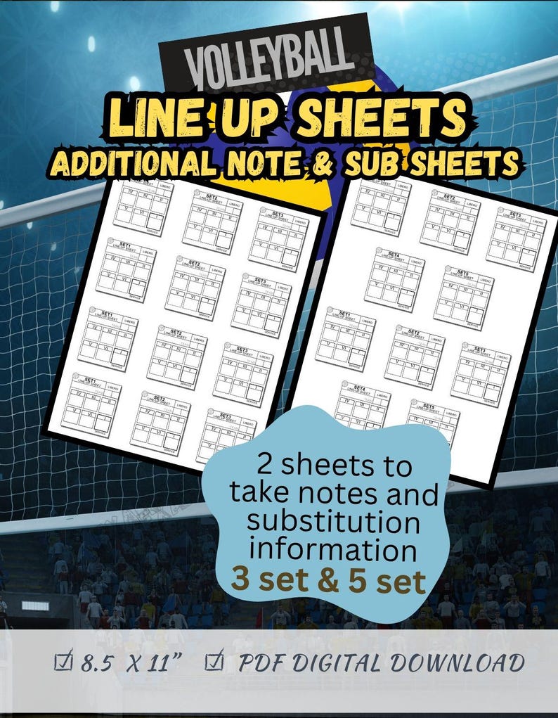 Volleyball Lineup & Roster Sheets and Line up Evaluation for Volleyball ...