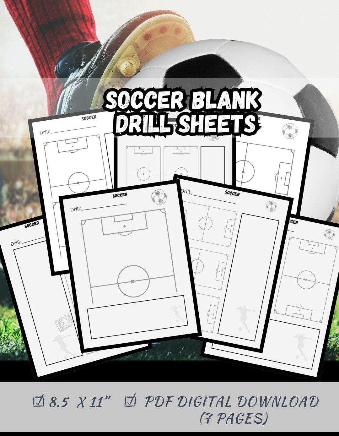 Soccer Blank Drill Sheets for Soccer Coach or Player 11x8.5 | 7 in ...
