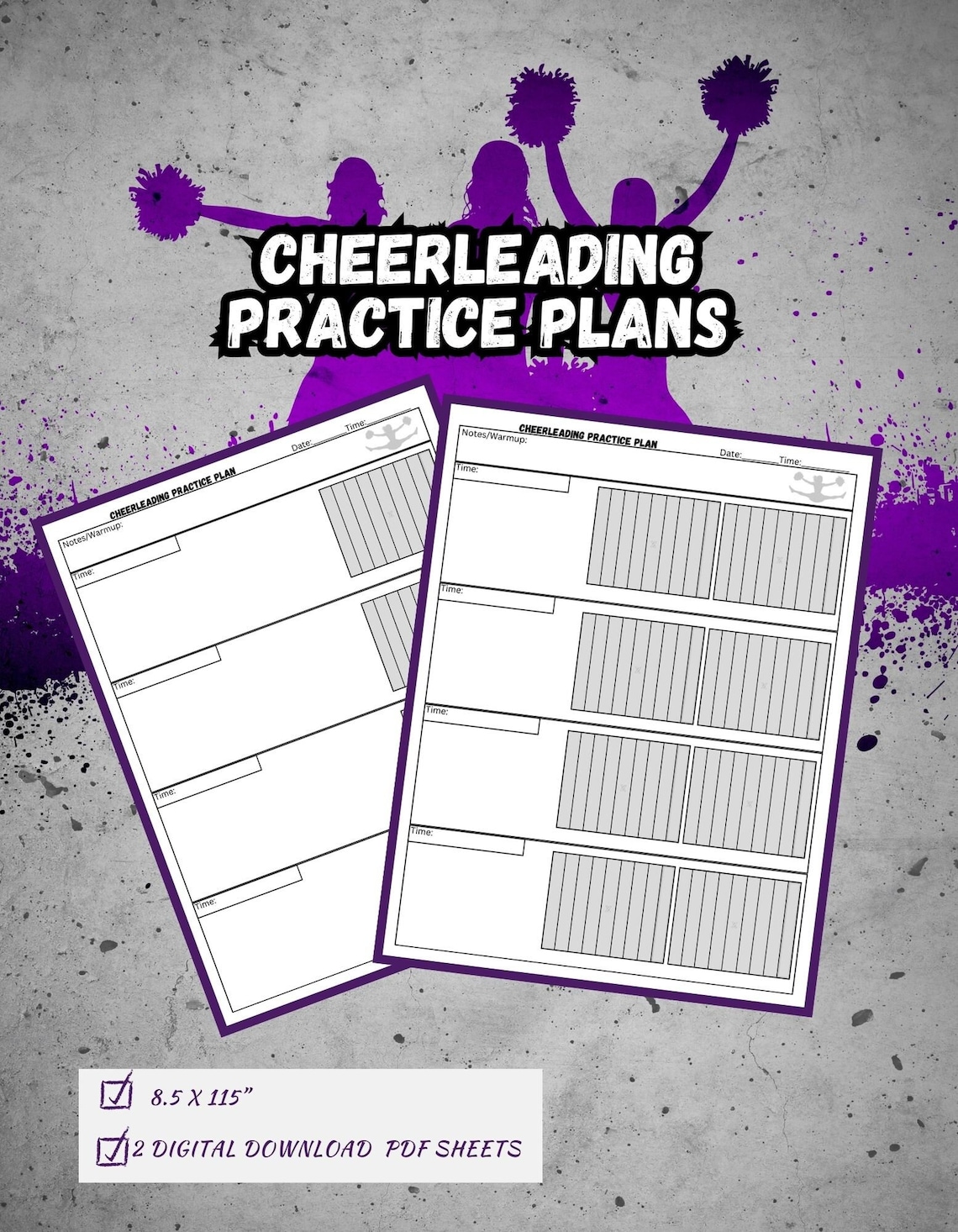 Cheerleading Practice Plan Sheets 8.5x11" | 2 Digital Downloads | Cheer ...