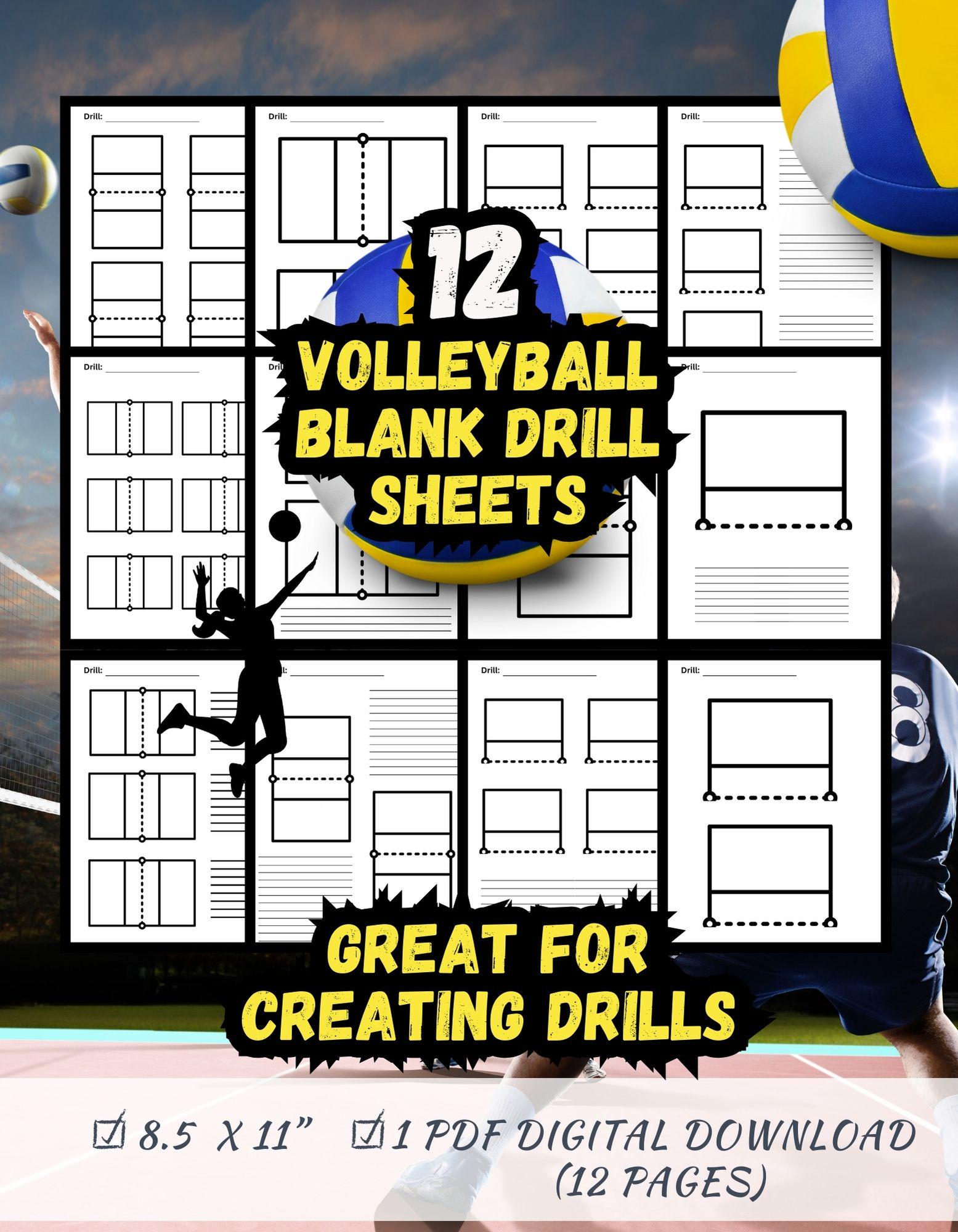 Volleyball Drill Sheets Blank for Volleyball Coach 8.5x11 | 12 Pdf ...