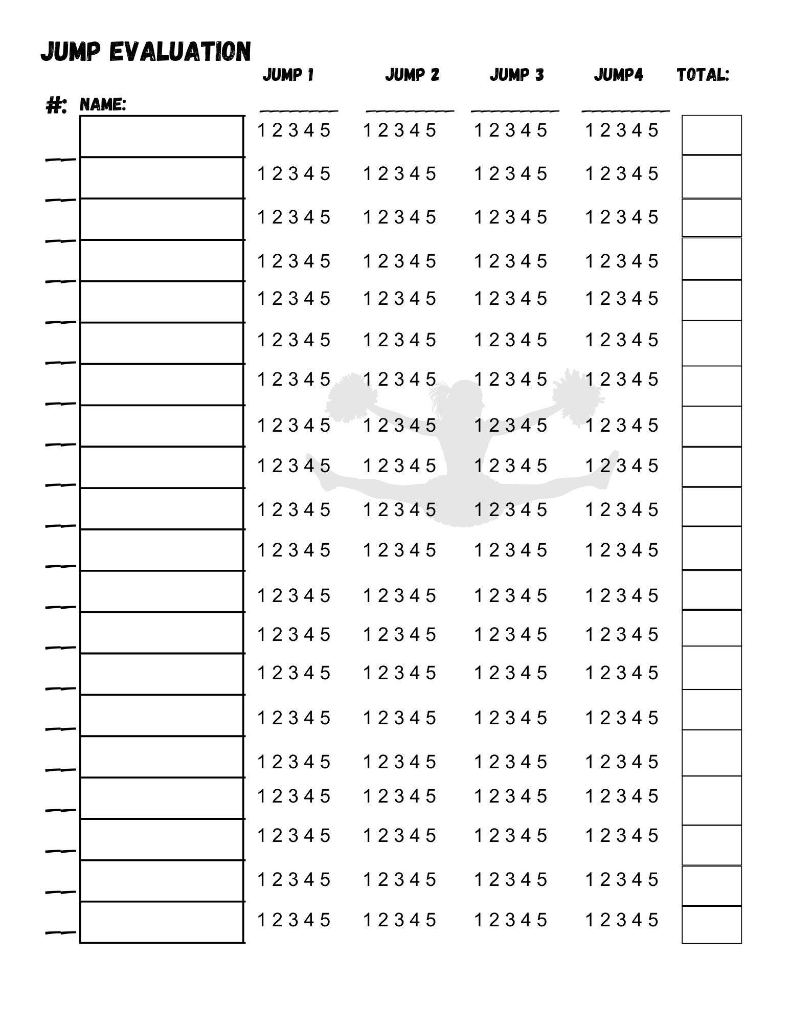 Cheerleading Tryout Evaluation 18 Sheets 8.5x11" Pdf | Digital Download | Cheerleading Position ...
