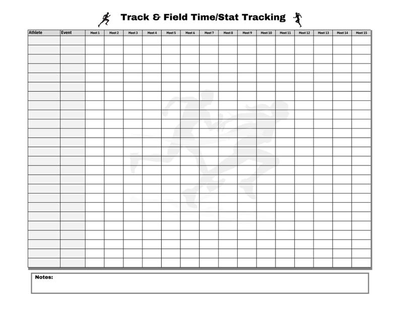 Track and Field Time and Stat Performance Sheet 11 X 8.5" | 1 Digital ...
