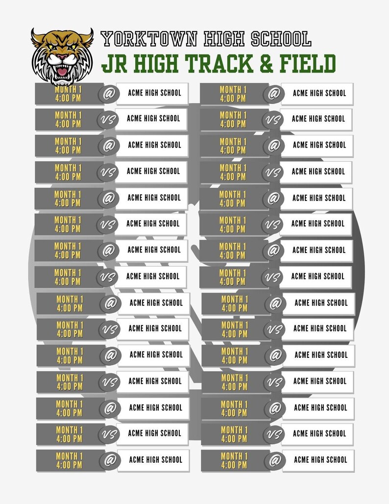 Editable Track & Field Schedule Template | 6 Designs, 2 Variations per ...