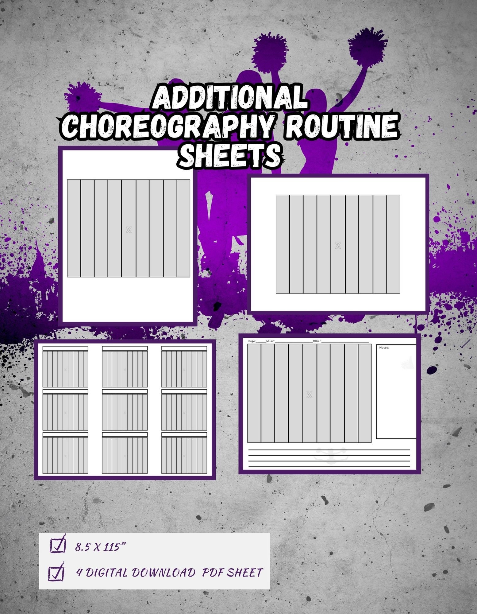 Cheerleading Mat Choreography Routine Sheets - 6 Pages 8.5x11 ...