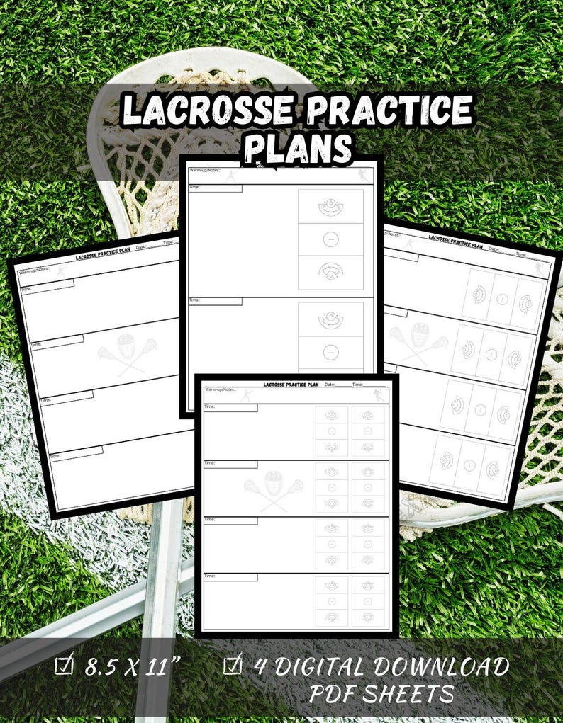 Lacrosse Practice Plan, Lineup, Field, and Play Sheets BUNDLE 8.5x11 ...
