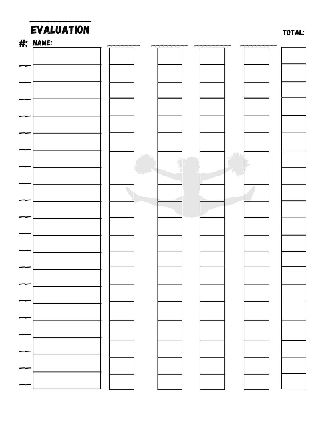Cheerleading Tryout Evaluation 18 Sheets 8.5x11" Pdf | Digital Download | Cheerleading Position ...