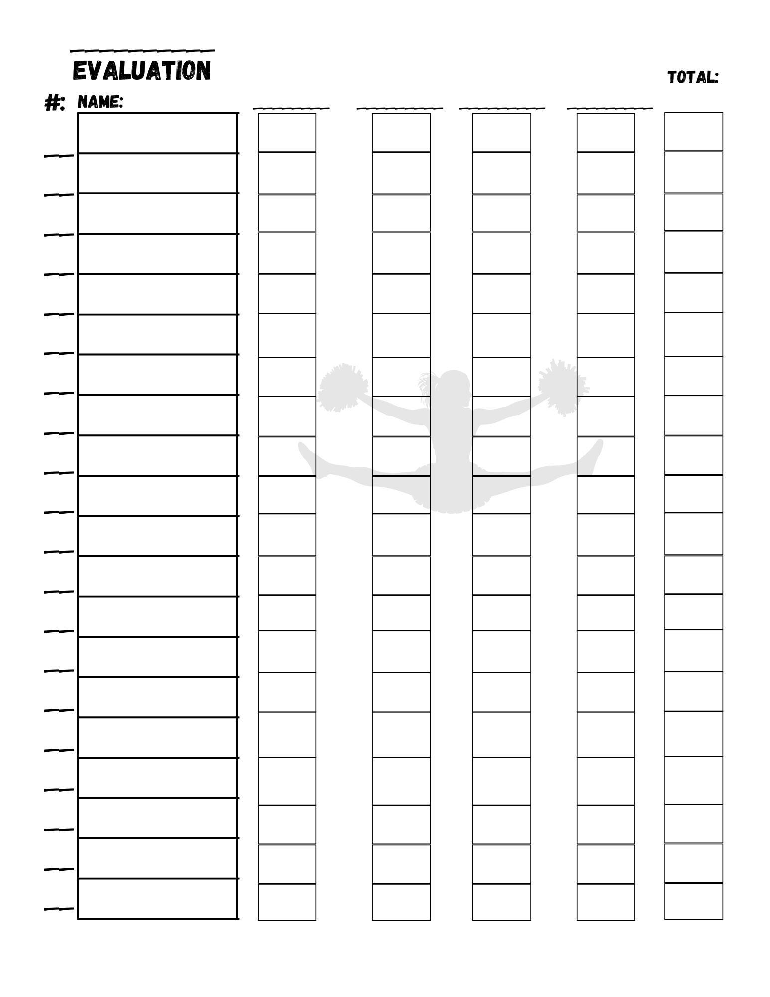 Cheerleading Tryout Evaluation 18 Sheets 8.5x11" Pdf | Digital Download ...