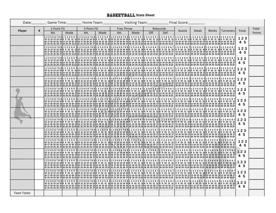 Basketball Quick and Easy Stat Sheet for Basketball Coach or Player ...