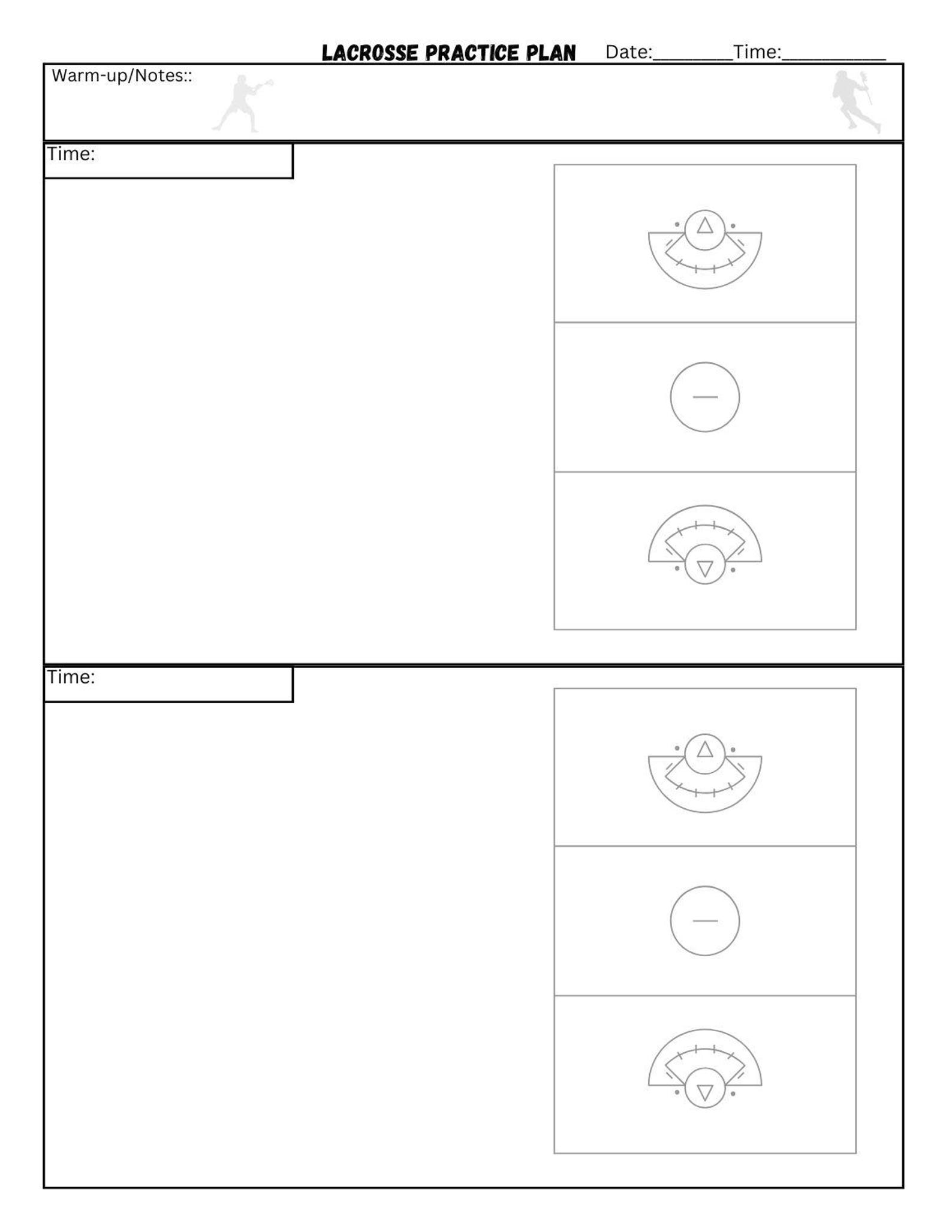 Lacrosse Practice Plan, Lineup, Field, and Play Sheets BUNDLE 8.5x11 ...