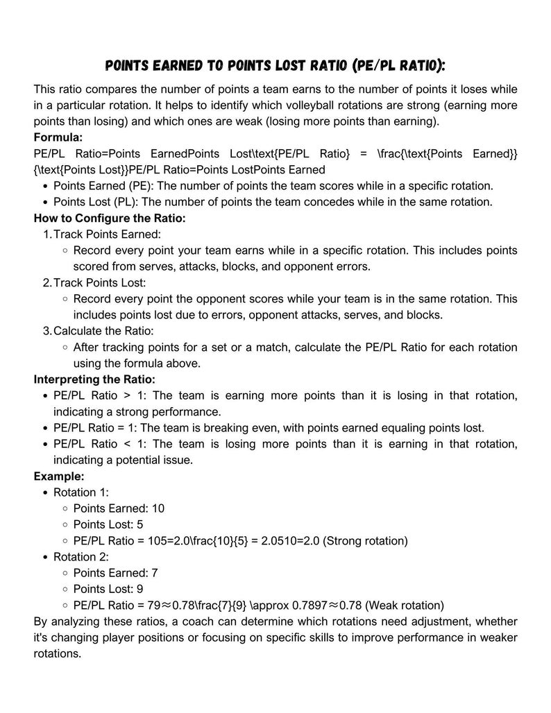 Volleyball Rotation Performance Tracker Sheet for Volleyball Coach 8 ...