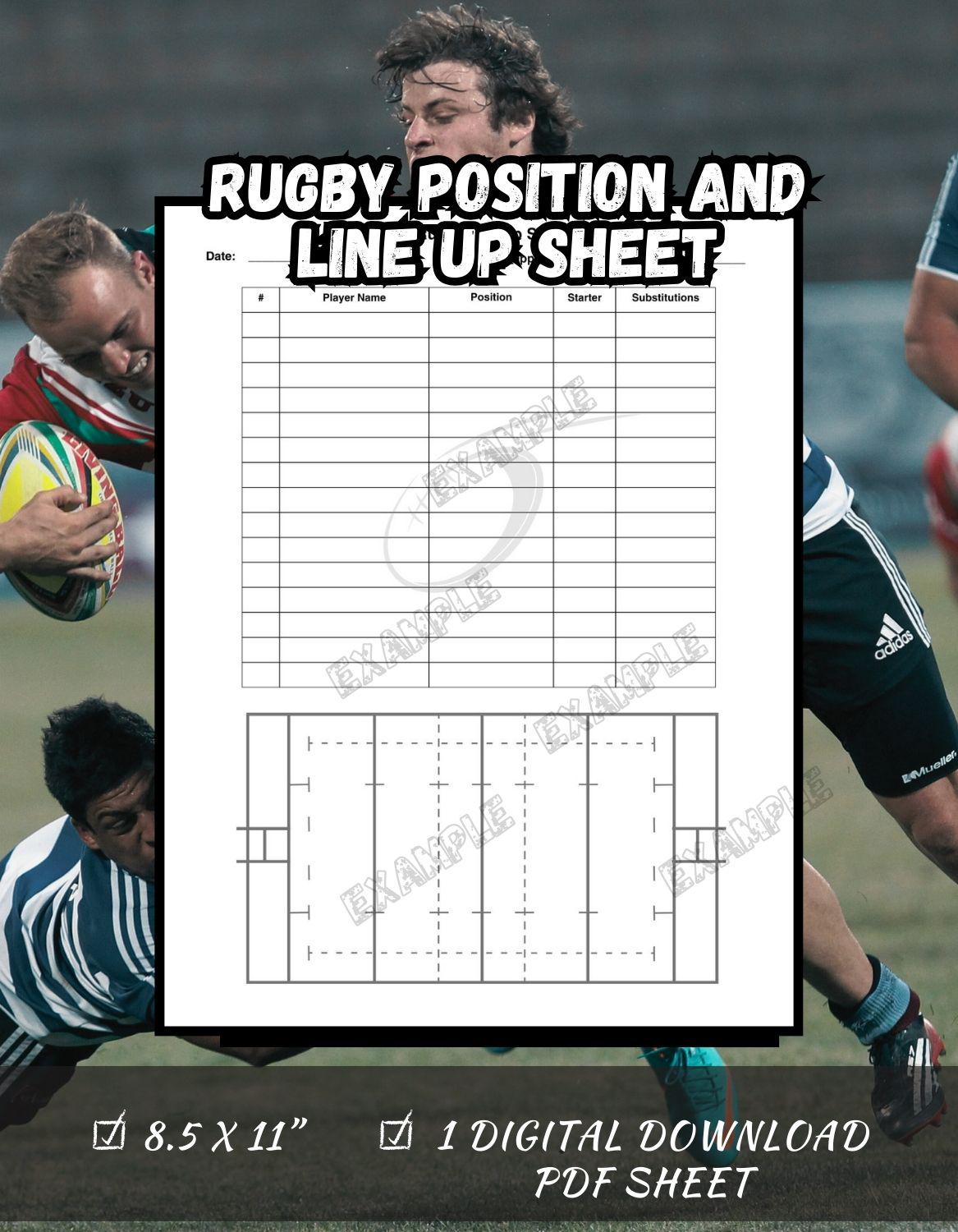Rugby Position and Line up Sheets 8.5x11" | 1 Digital Downloads | Rugby ...