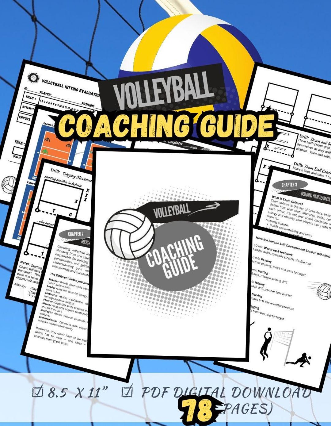Volleyball Coaching Guide PDF | Printable Coach Handbook | Drills ...
