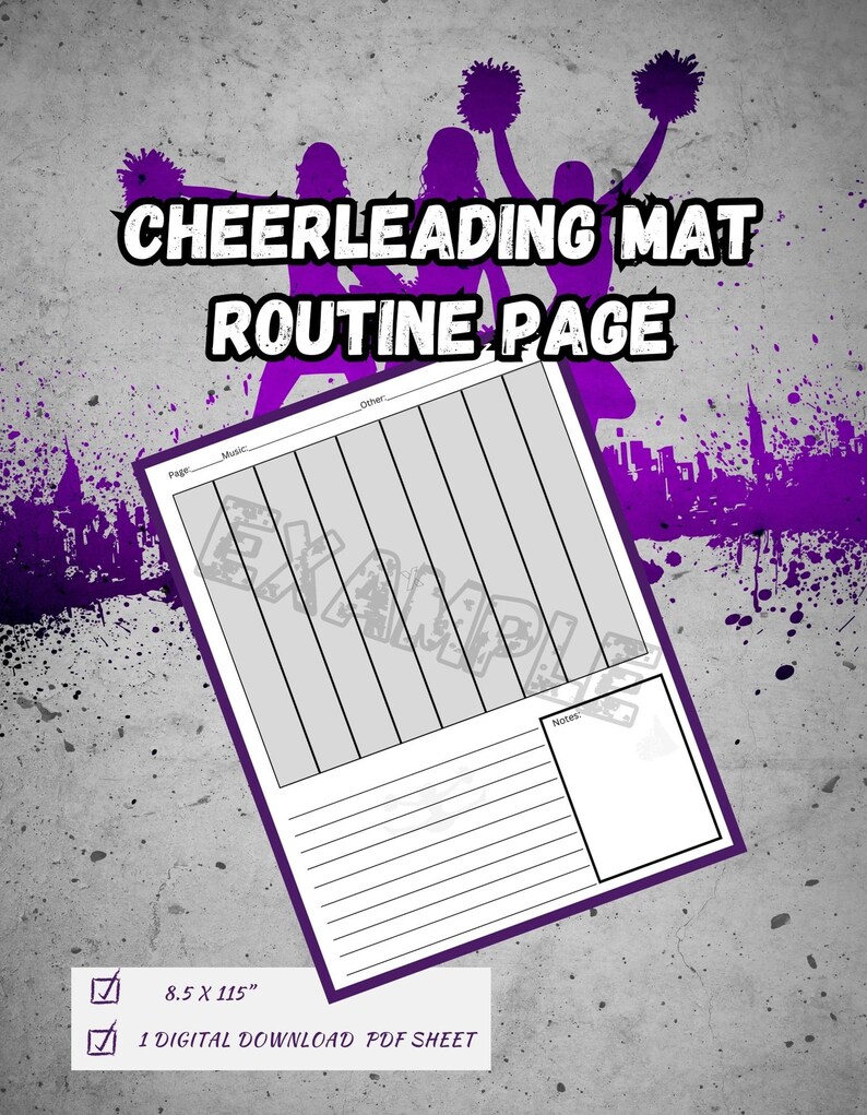 Cheerleading 8 Count Music Sheets and Cheer Routine Mats Sheet 8.5x11" | Digital Download ...