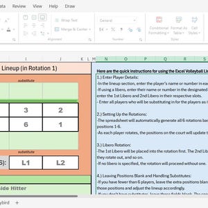 Volleyball Lineup Creator Excel Sheet – Digital Download / Excel File ...