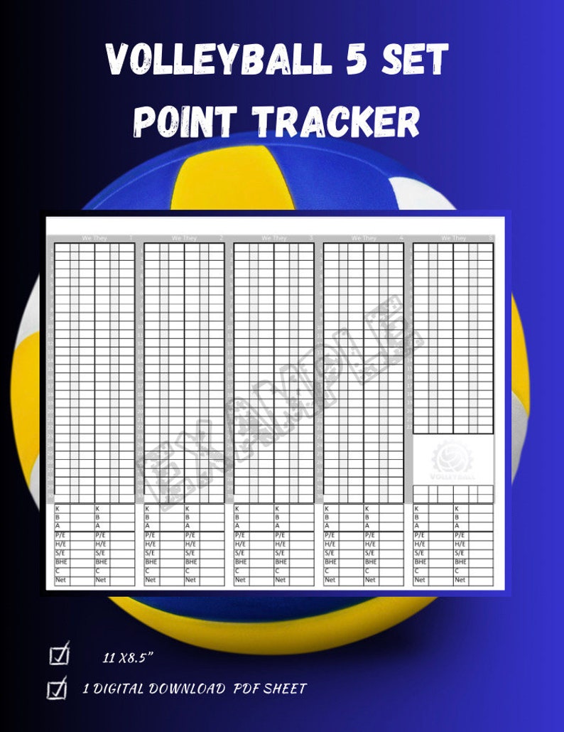 Volleyball Game Sheets Bundle 7 Sheets in Total 8.5x11" | Digital ...