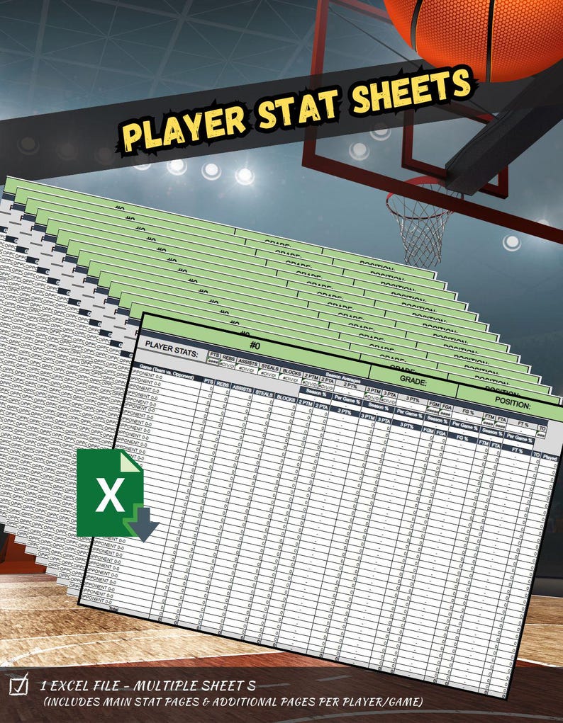 Basketball Excel Stat Sheet | Digital Download | Team & Player Tracking ...