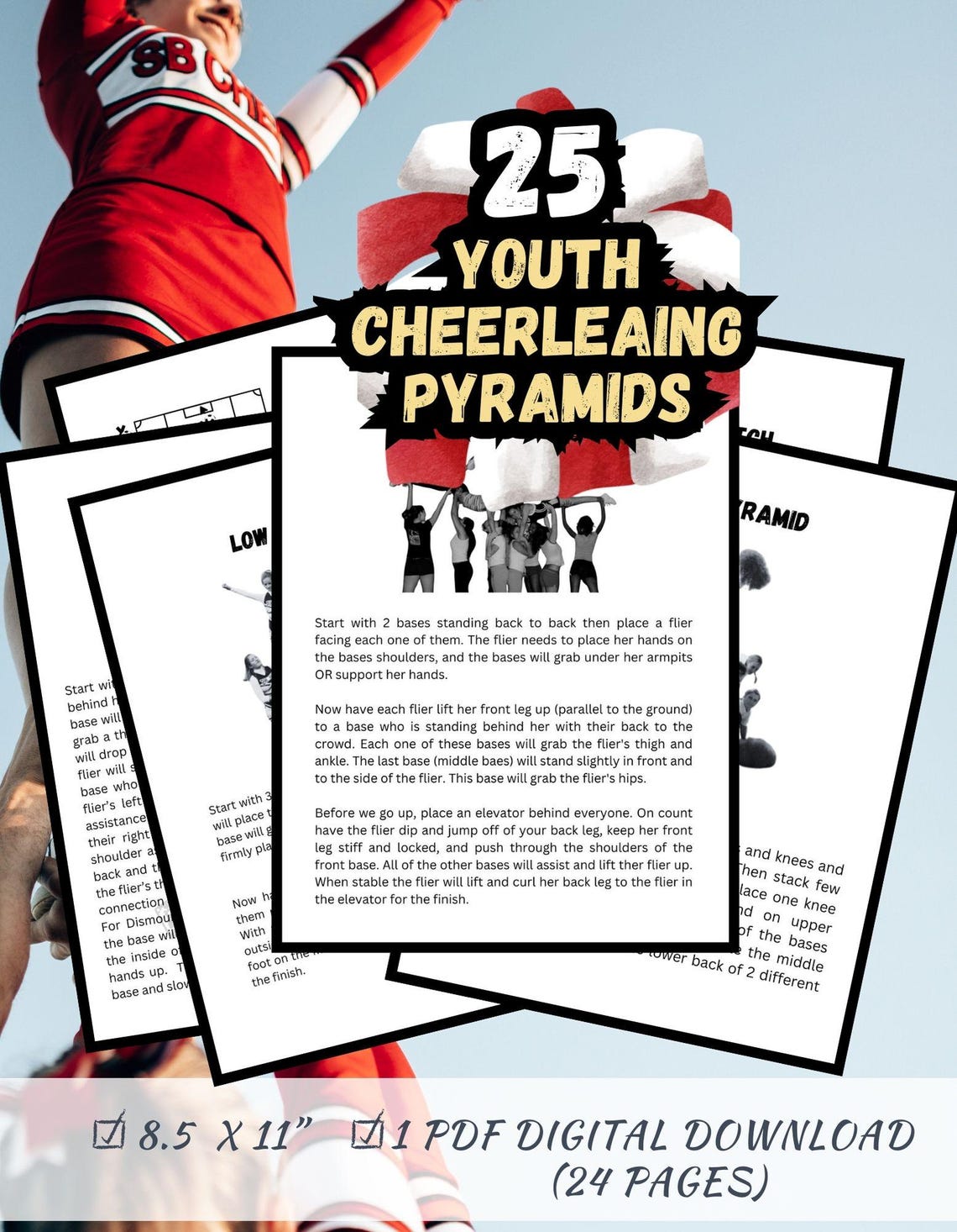 25 Youth Cheerleading Pyramids 8.5x11" | Digital Download ...