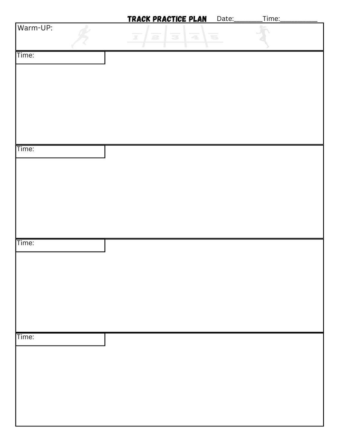 Track and Field Practice Plan Sheets 11 X 8.5" | 4 Digital Downloads ...