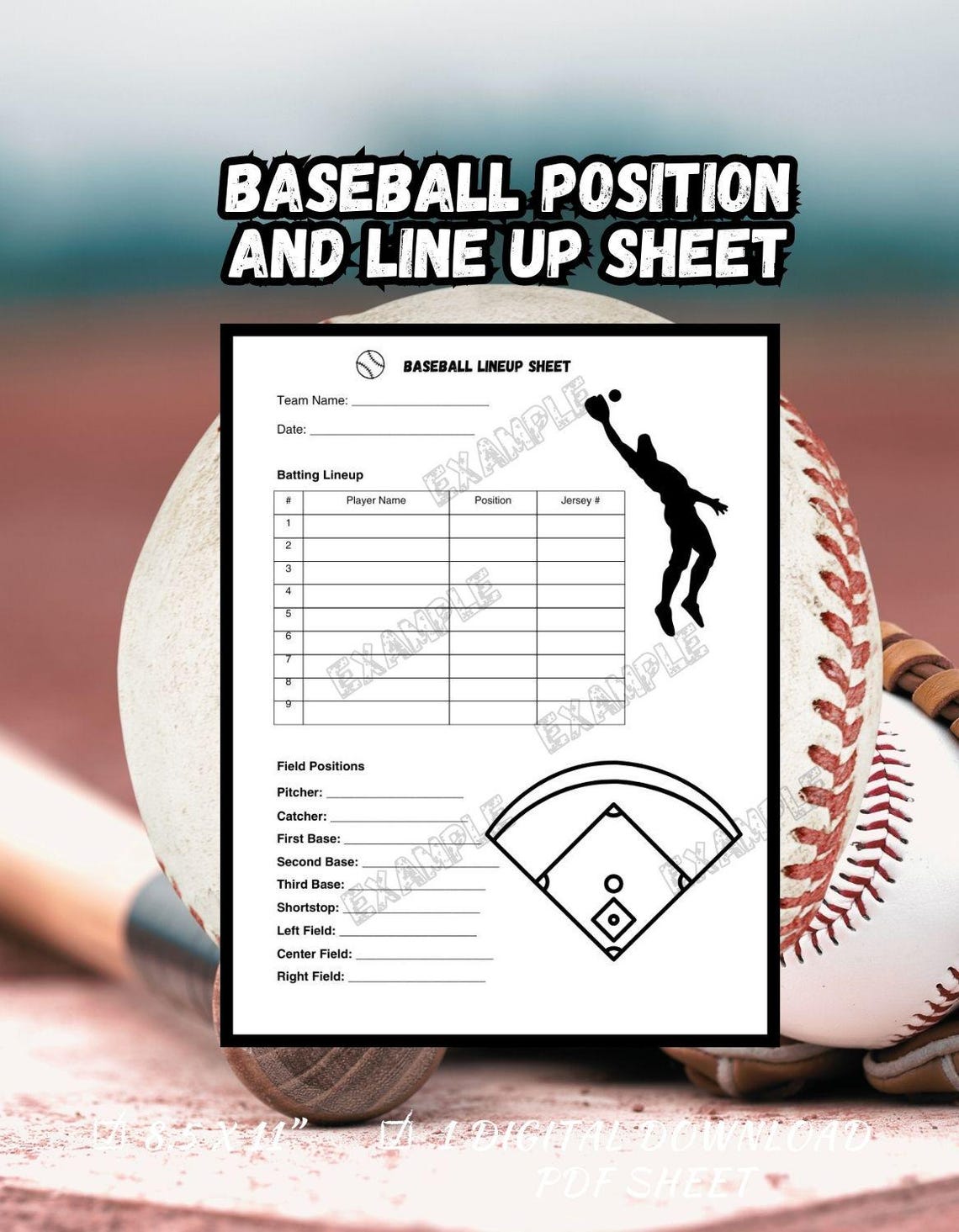 Baseball Position and Line up Sheets 8.5x11" | 1 Digital Downloads ...