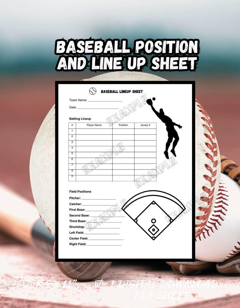 Baseball Position and Line up Sheets 8.5x11" | 1 Digital Downloads ...