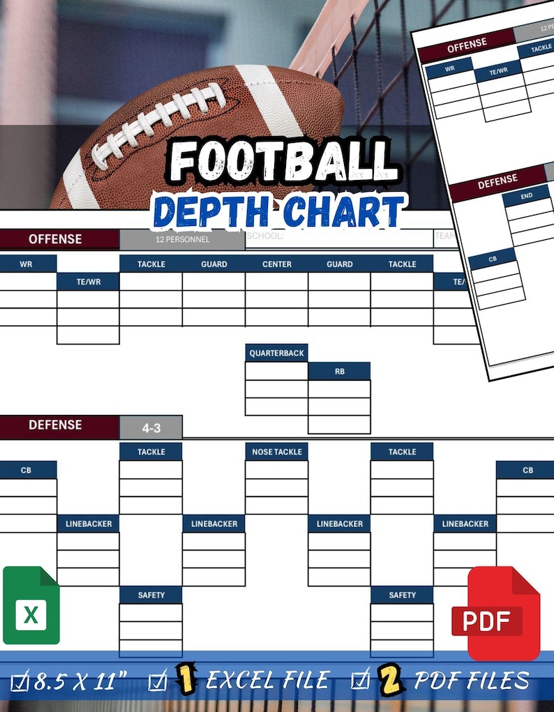 Football Depth Chart Excel Template | Editable Roster & Lineup Sheet ...