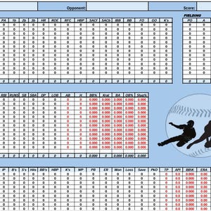 Baseball Statistics Simple Excel Sheet / Excel File Digital Download ...