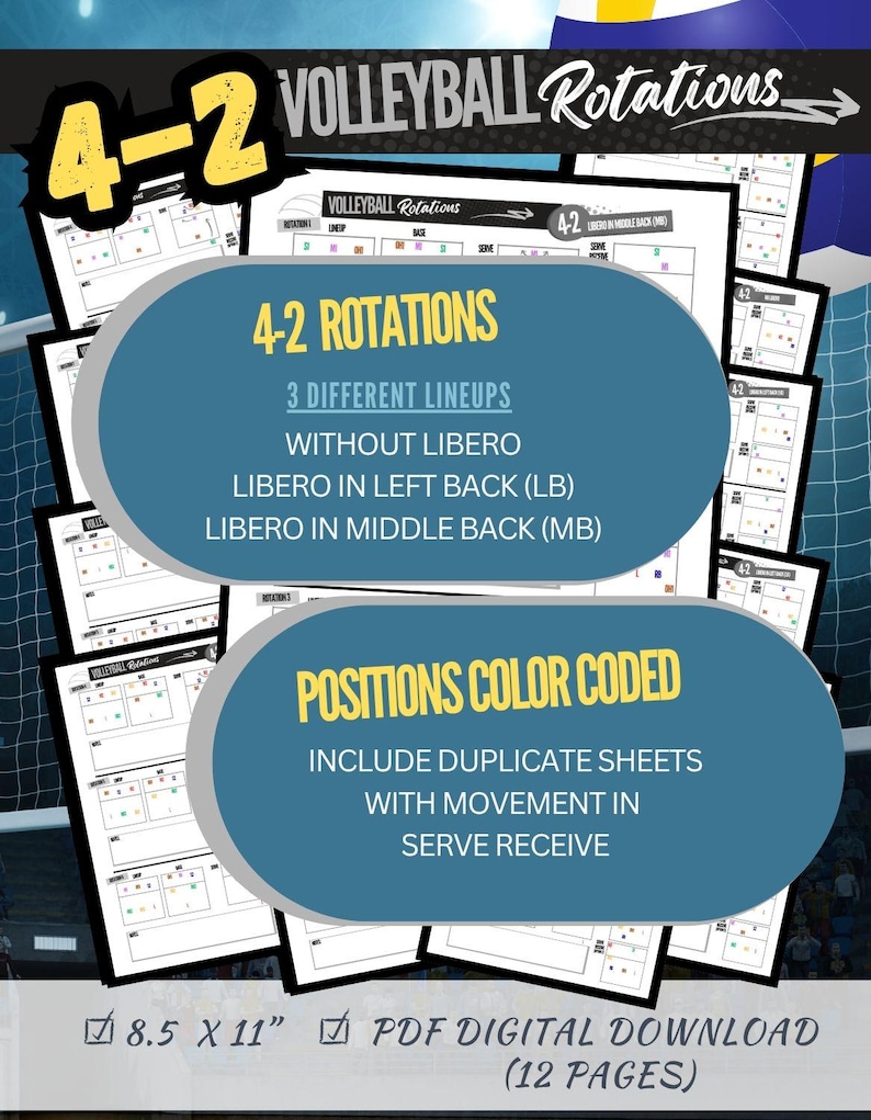 4-2 Volleyball Rotation Sheet | 12 Printable PDF Download | Volleyball ...