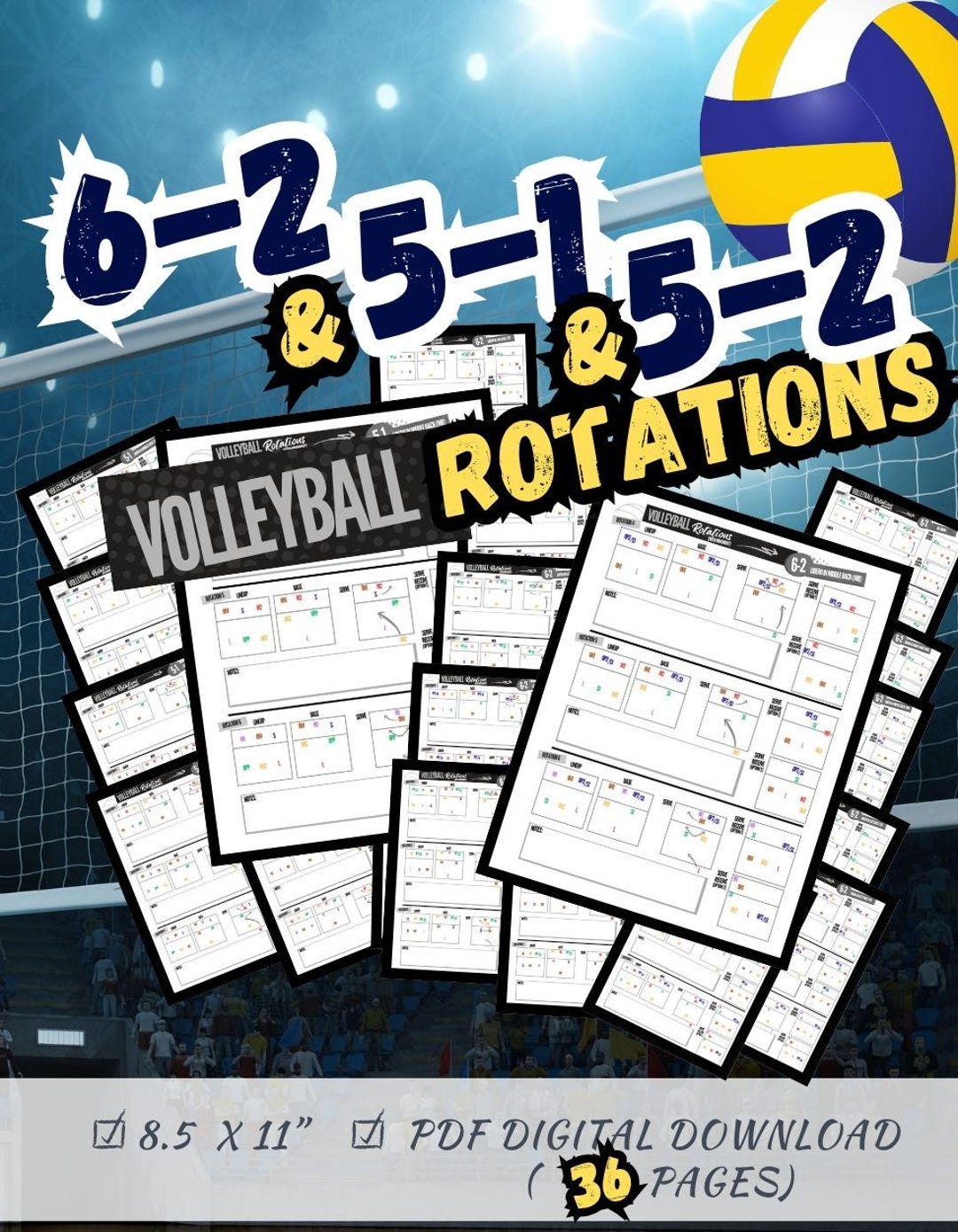6-2, 5-1, and 5-2 Volleyball Rotation Sheets | 36 Printable PDF ...