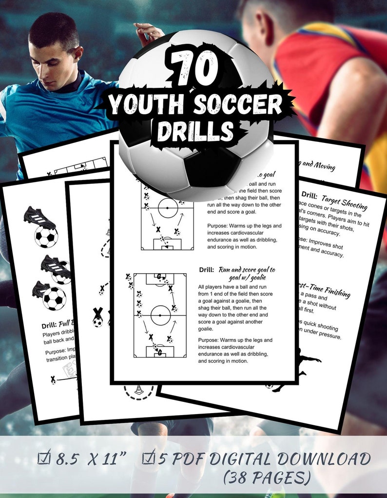 70 Youth Soccer Drills 8.5x11" | Digital Download | Soccer Drills for ...