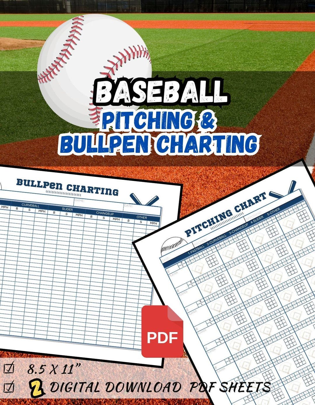Baseball Pitching and Bullpen CHARTS Stat Sheet /PDF File Digital ...