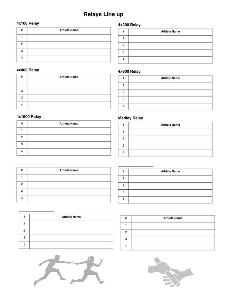Track and Field Position and Line up Sheets 8.5x11" | 5 Digital ...