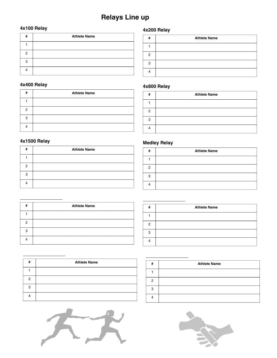 Track and Field Position and Line up Sheets 8.5x11" | 5 Digital ...