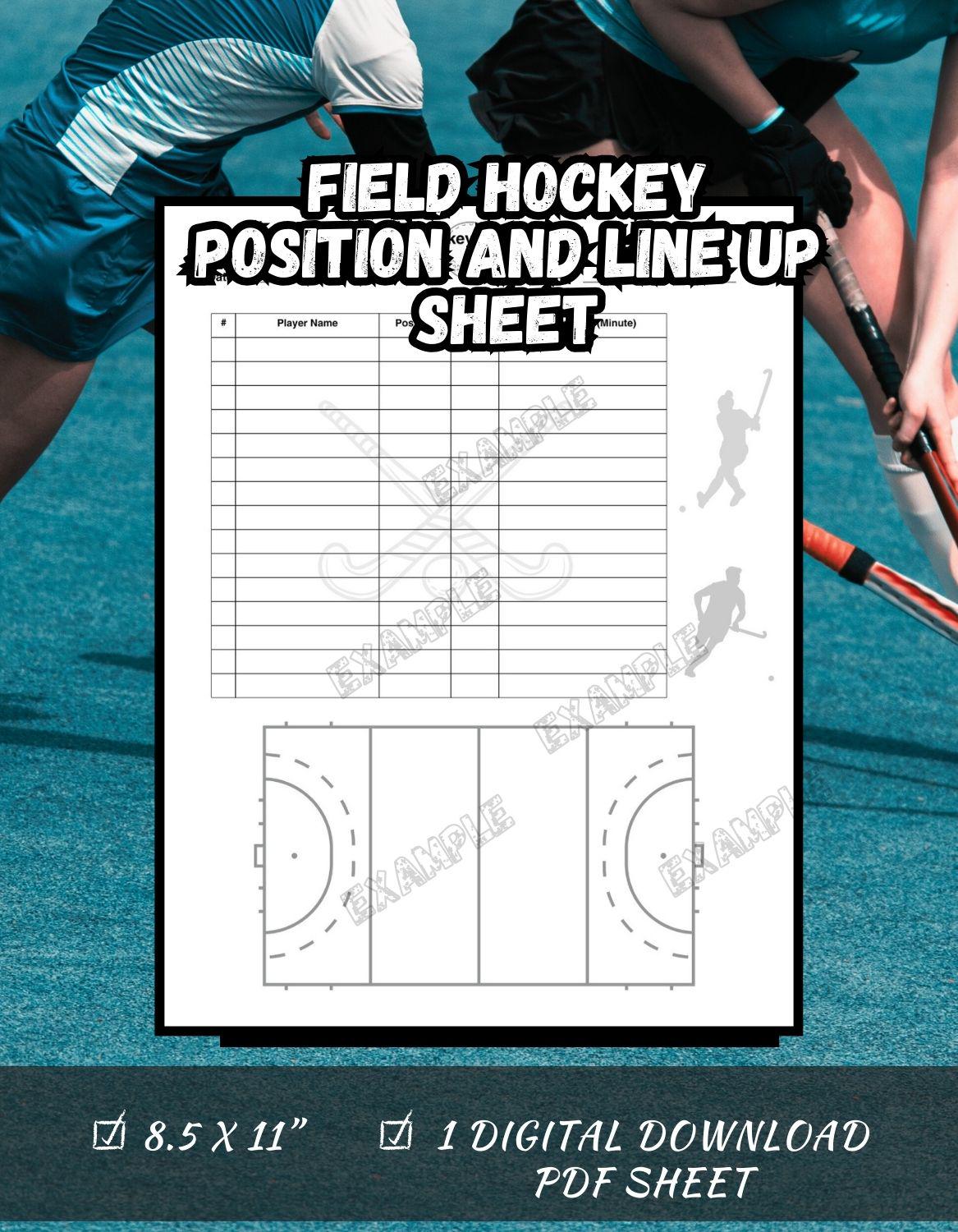 Field Hockey Position and Line up Sheets 8.5x11" | 1 Digital Downloads ...
