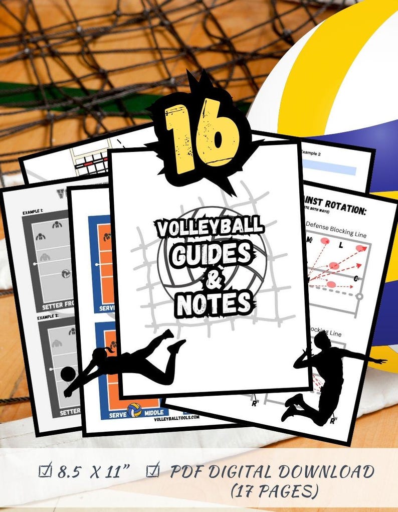 16 Volleyball Guide Sheets 8.5x11" | Digital Download | Setting, Serve ...