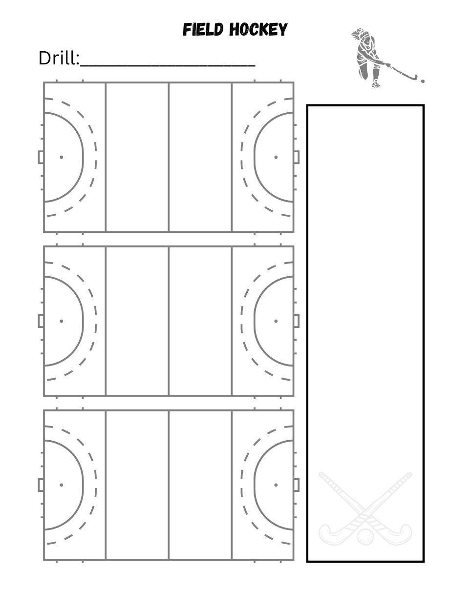 Field Hockey Blank Drill Sheets for Field Hockey Coach or Player 11x8.5 ...