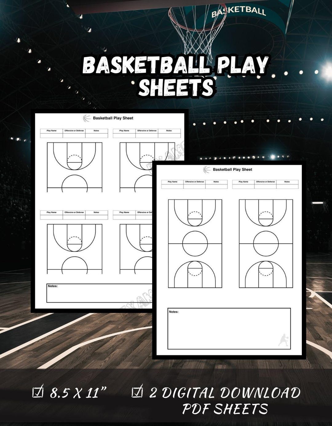 Basketball Play Sheets 8.5x11" | 2 Digital Downloads | Basketball Coach ...