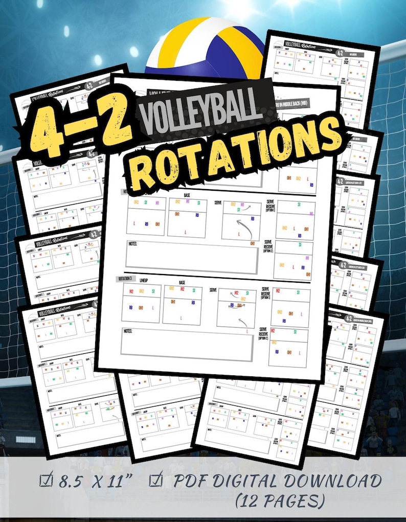 6-2, 5-1, 5-2, 4-2, & 6-6 Volleyball Rotation Sheets | 51 Printable PDF Download | Volleyball ...